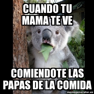 Meme Koala - cUANDO TU MAMA TE VE COMIENDOTE LAS PAPAS DE LA COMIDA ...