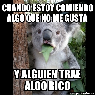 Meme Koala - Cuando estoy comiendo algo que no me gusta Y alguien trae ...