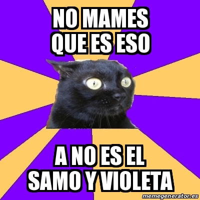 Meme Anxiety Cat - no mames que es eso a no es el samo y violeta - 19100540