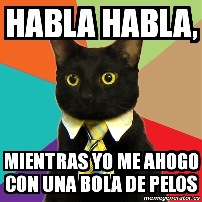 Meme Business Cat - habla habla, mientras yo me ahogo con una bola de ...