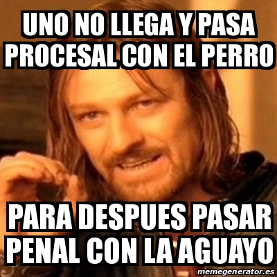 Meme Boromir - uno no llega y pasa procesal con el perro para despues ...