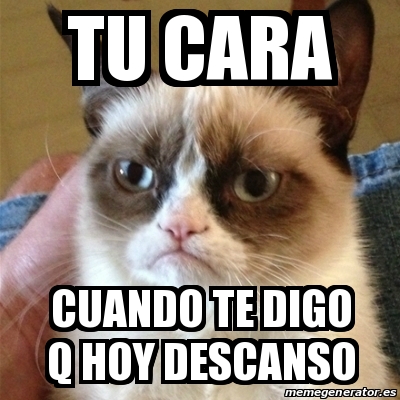 Meme Grumpy Cat - Tu cara Cuando te digo q hoy descanso - 19946987