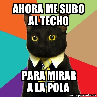 Meme Business Cat - ahora me subo al techo para mirar a la pola - 2146894