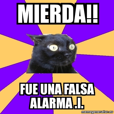 Meme Anxiety Cat - Mierda!! fUE uNA fALSA aLARMA .I. - 2161323