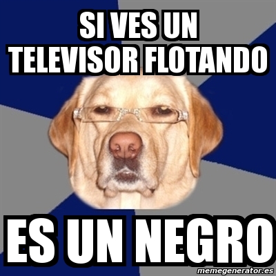 Meme Perro Racista - SI VES UN TELEVISOR FLOTANDO ES UN NEGRO - 2172155