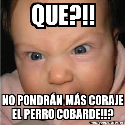 Meme Bebe furioso - QUE?!! NO PONDRÃ N MÃ S CORAJE EL PERRO COBARDE ...