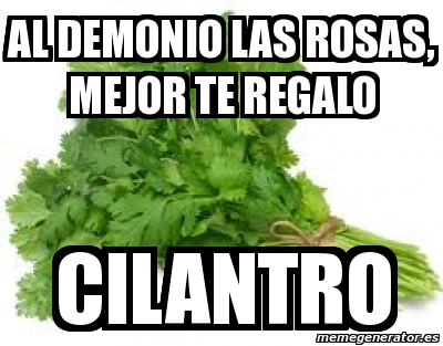 Meme Personalizado - Al demonio las rosas, mejor te regalo cilantro ...