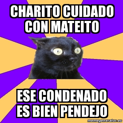 Meme Anxiety Cat - CHARITO CUIDADO CON MATEITO ESE CONDENADO ES BIEN ...