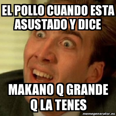 Meme Personalizado - El pollo cuando esta asustado y dice Makano q ...