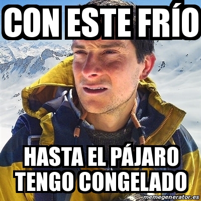 Meme Bear Grylls - Con este frÃ­o Hasta el pÃ¡jaro tengo congelado ...