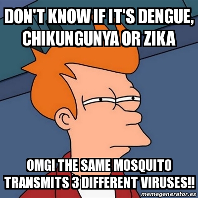 Meme Futurama Fry - Don't know if it's dengue, chikungunya or zika Omg ...