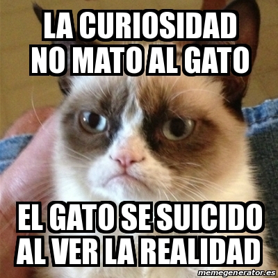 Meme Grumpy Cat - La curiosidad no mato al gato El gato se suicido al ...