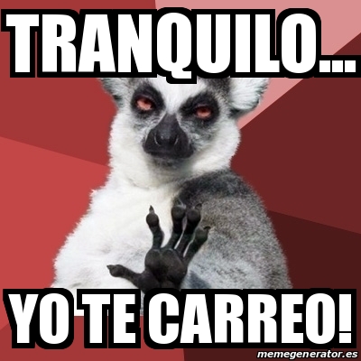 Meme Chill Out Lemur - Tranquilo... Yo te Carreo! - 22185486