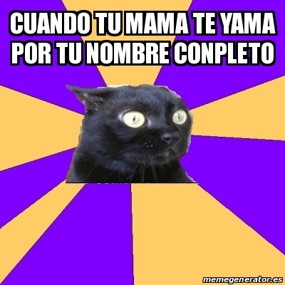 Meme Anxiety Cat - cuando tu mama te yama por tu nombre conpleto - 22873338