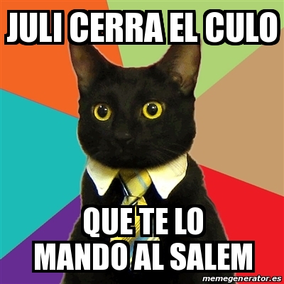 Meme Business Cat - Juli cerra el culo Que te lo mando al salem - 22901744