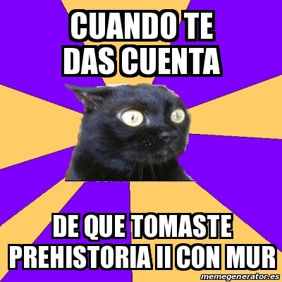 Meme Anxiety Cat - CUANDO TE DAS CUENTA DE QUE TOMASTE PREHISTORIA II ...