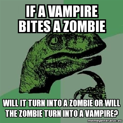 Meme Filosoraptor - if a vampire bites a zombie will it turn into a ...