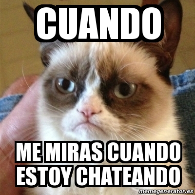 Meme Grumpy Cat - cuando me miras cuando estoy chateando - 23654613