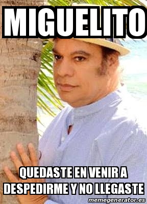 Meme Personalizado - miguelito quedaste en venir a despedirme y no ...