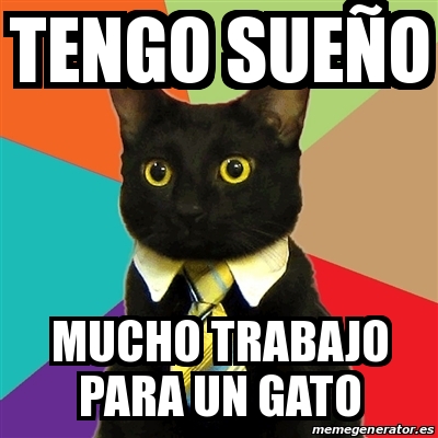 Meme Business Cat - tengo sueÃ±o mucho trabajo para un gato - 23670863
