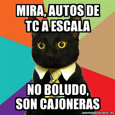 Meme Business Cat - Mira, Autos de TC a escala no boludo, son cajoneras ...