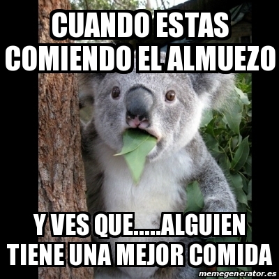 Meme Koala - cuando estas comiendo el almuezo y ves que.....alguien ...