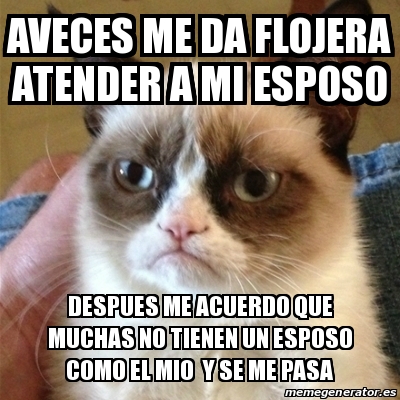 Meme Grumpy Cat - Aveces me da flojera atender a mi esposo DESPUES me ...