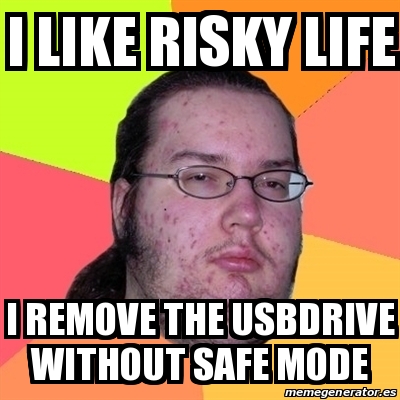 Meme Friki - i like risky life i remove the usbdrive without safe mode ...