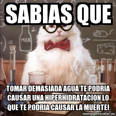 Meme Chemistry Cat - Sabias que tomar demasiada agua te podria causar ...