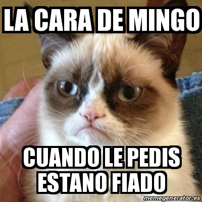 Meme Grumpy Cat - la cara de mingo cuando le pedis estano fiado - 25171647