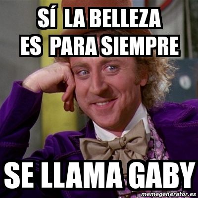 Meme Willy Wonka - SÃ­ la belleza es para siempre Se llama gaby - 25269049
