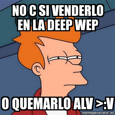 Meme Futurama Fry - no c si venderlo en la deep wep o quemarlo alv >:V ...