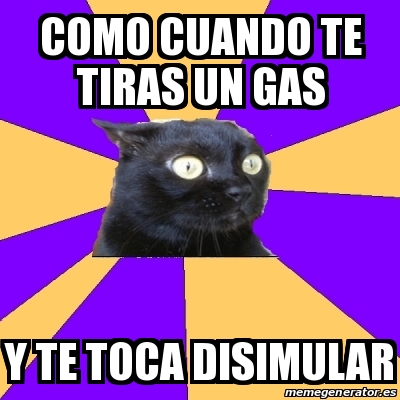 Meme Anxiety Cat - como cuando te tiras un gas y te toca disimular ...