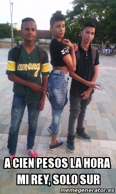 Meme Personalizado - A CIEN PESOS LA HORA MI REY, SOLO SUR - 25932501