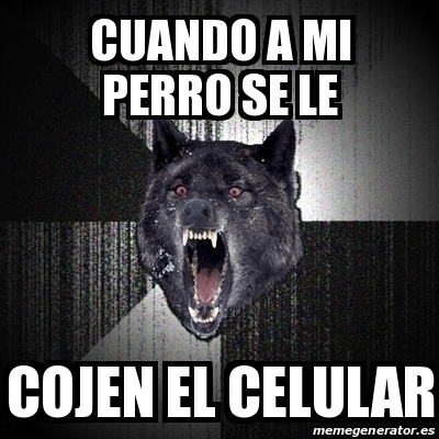 Meme Insanity Wolf - Cuando a mi perro se le Cojen el celular - 26478621