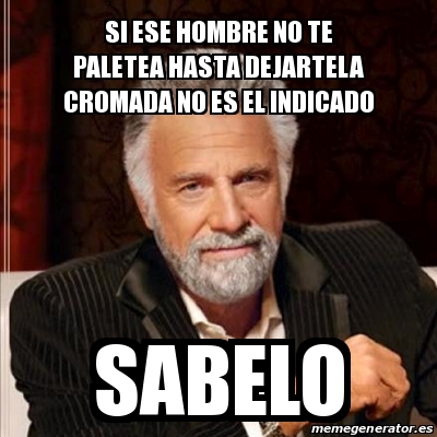 Meme Most interesting man - si ese hombre no te paletea hasta dejartela ...