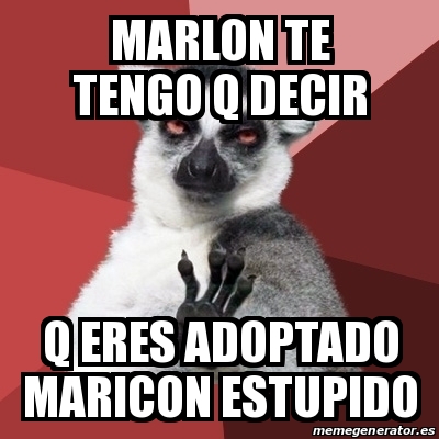 Meme Chill Out Lemur - marlon te tengo q decir q eres adoptado maricon ...