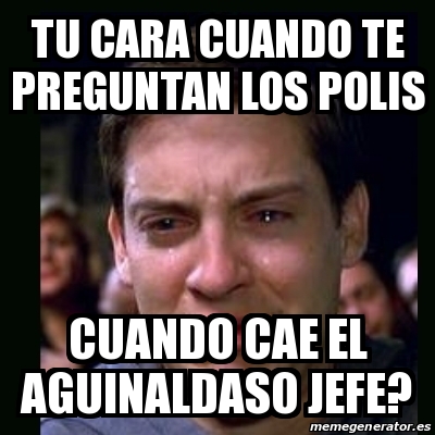 Meme crying peter parker - Tu cara cuando te preguntan los polis Cuando ...