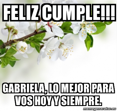 Meme Personalizado - Feliz cumple!!! Gabriela, lo mejor para vos hoy y ...