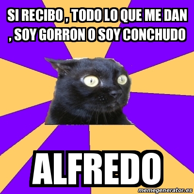 Meme Anxiety Cat - si recibo , todo lo que me dan , soy gorron o soy ...