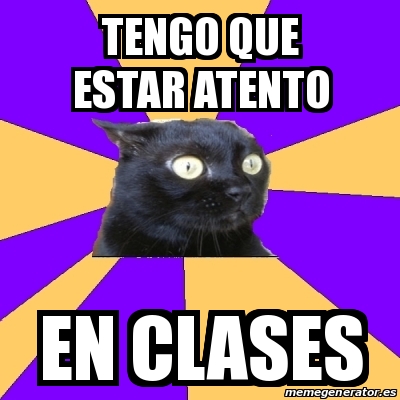 Meme Anxiety Cat - tengo que estar atento en clases - 28654286