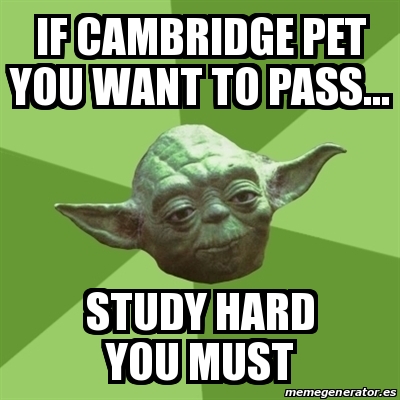 Meme Yoda - if cambridge pet you want to pass... study hard you must ...