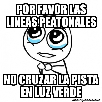 Meme Por favor - POR FAVOR LAS LINEAS PEATONALES NO CRUZAR LA PISTA EN ...