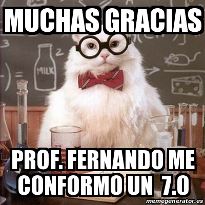 Meme Chemistry Cat - muchas gracias prof. fernando me conformo un 7.0 ...