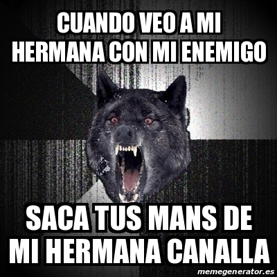 Meme Insanity Wolf - Cuando veo a mi hermana con mi enemigo Saca tus ...