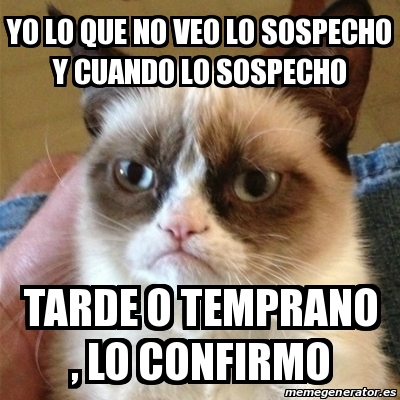Meme Grumpy Cat - yo lo que no veo lo sospecho y cuando lo sospecho ...
