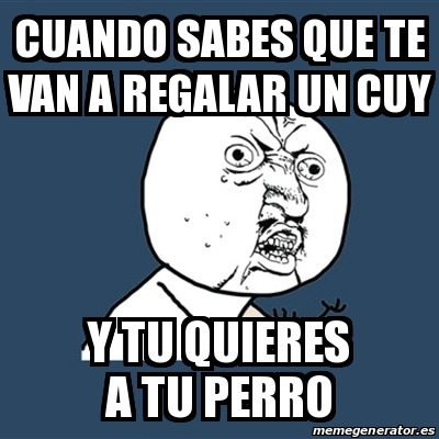 Meme Y U No - cuando sabes que te van a regalar un cuy y tu quieres a ...
