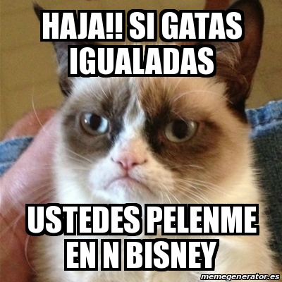 Meme Grumpy Cat - Haja!! Si gatas igualadas Ustedes pelenme en n bisney ...