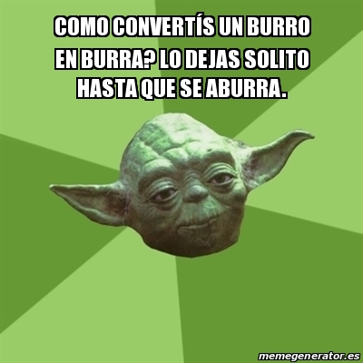 Meme Yoda - Como convertÃ­s un burro en burra? Lo dejas solito hasta ...