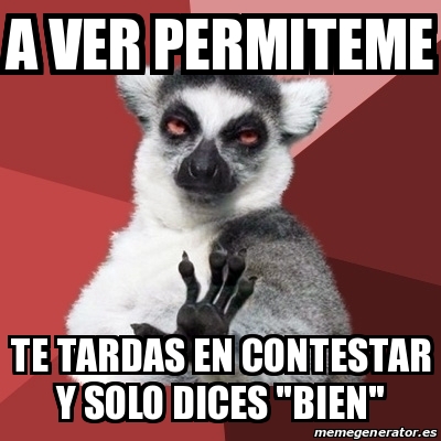 Meme Chill Out Lemur - a ver permiteme te tardas en contestar y solo ...